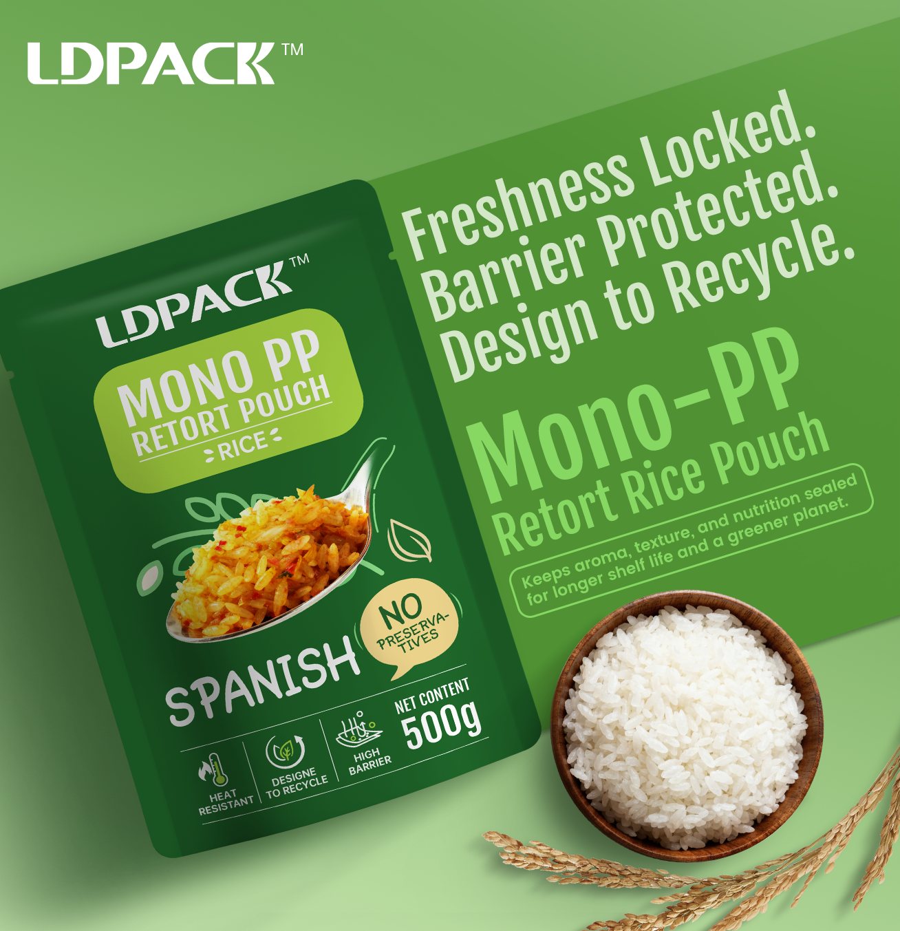 Mono PP Retort Pouch for Ready-to-Eat Rice | LD PACK